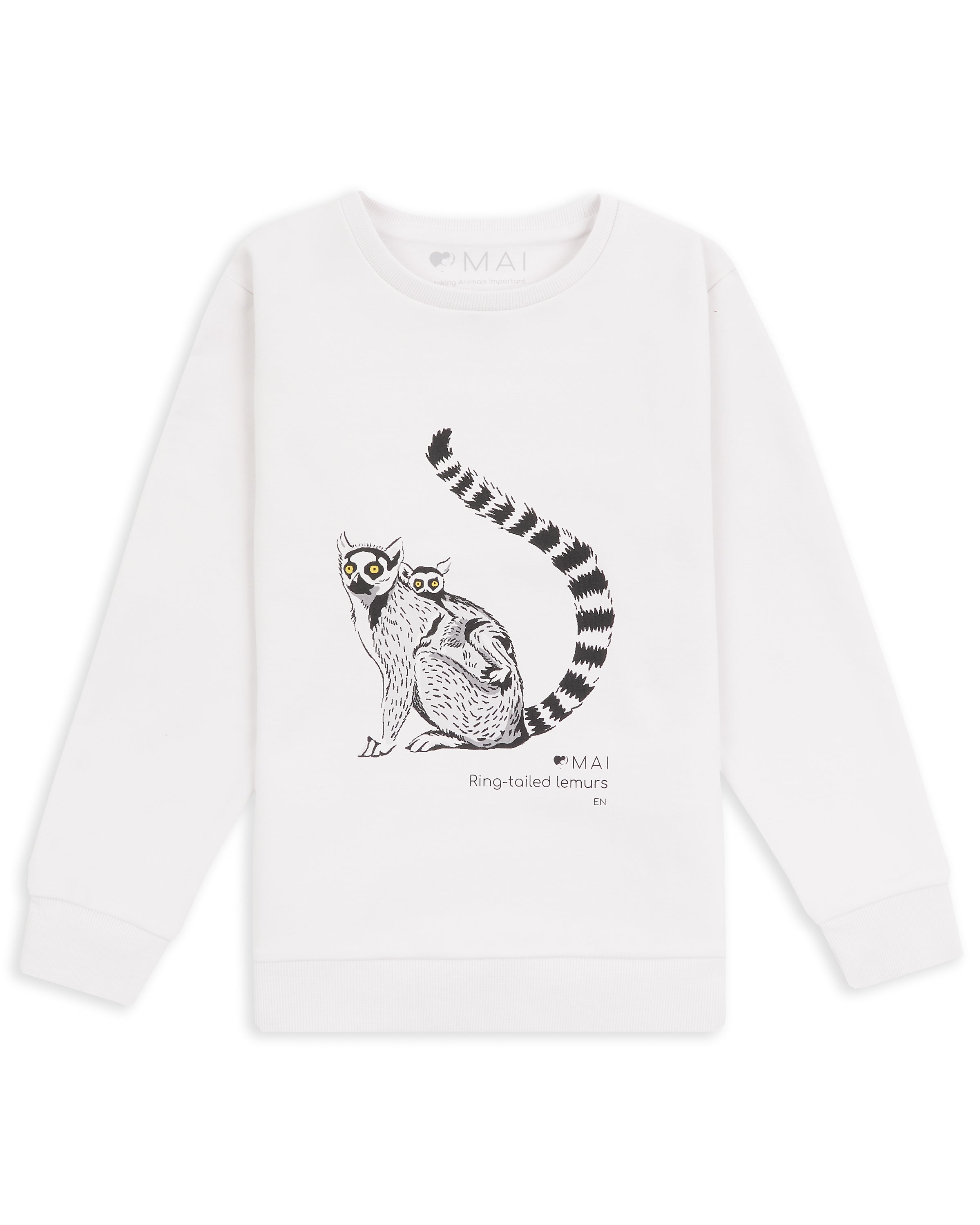 Childrens Organic Cotton Sweatshirt Ring-tailed lemurs print unisex ...